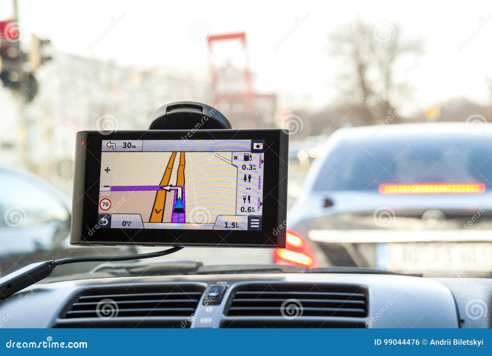 Close-up of Gps Navigation System Device in Travelling Car. Stock Photo ...