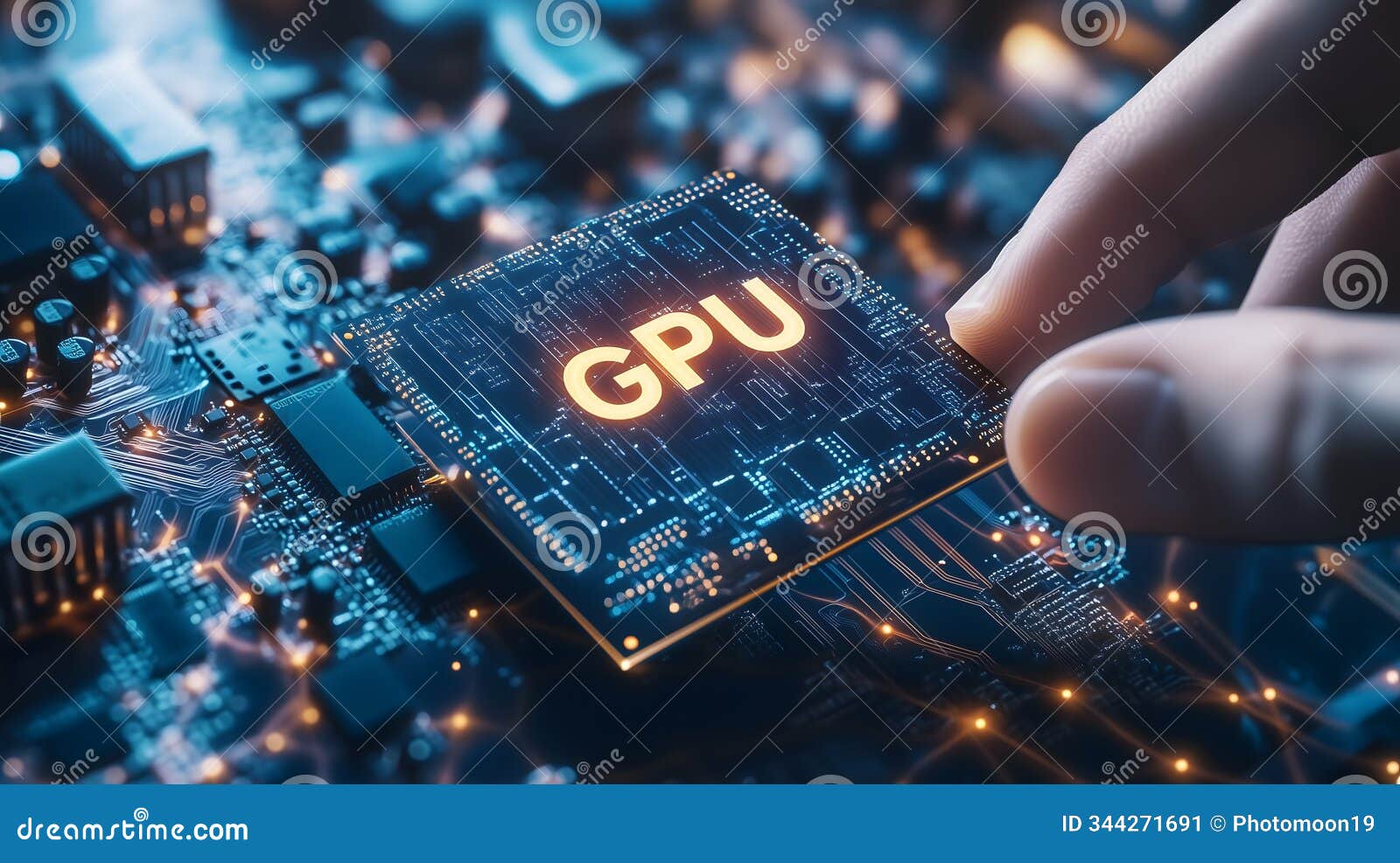 Close-Up of GPU Chip Held in Hand, Representing Advanced Graphics ...
