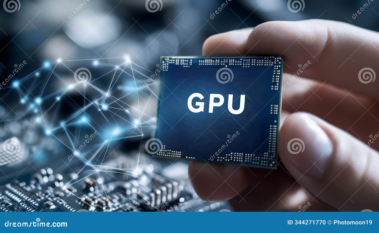 Close-Up of GPU Chip Held in Hand, Representing Advanced Graphics ...