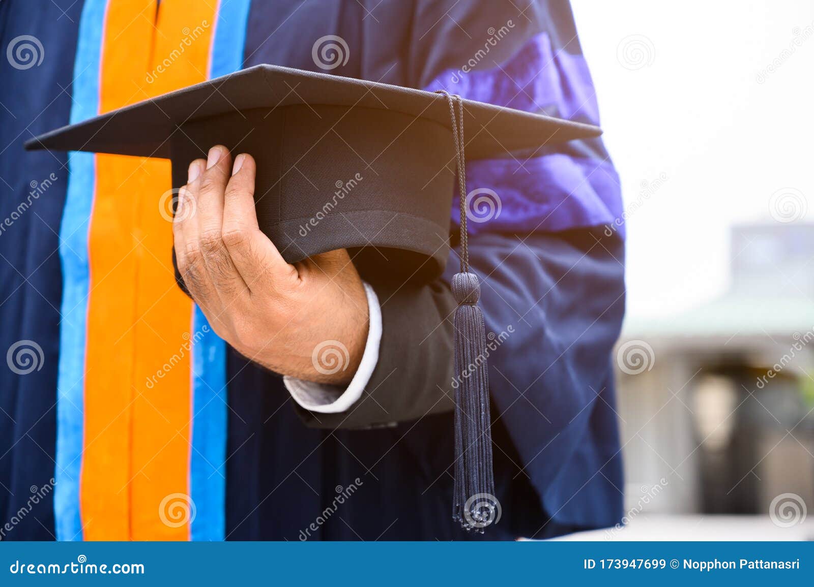 Close Up Graduation Holding Graduation Cap Education Concept Stock ...