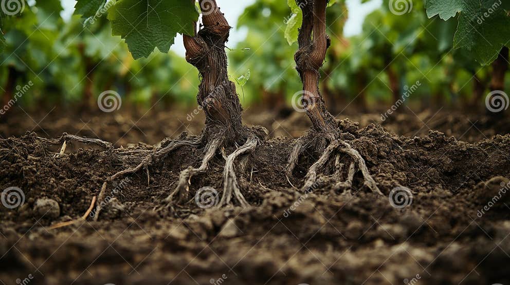 Close-up of Grapevine Roots in Rich Soil Stock Illustration ...