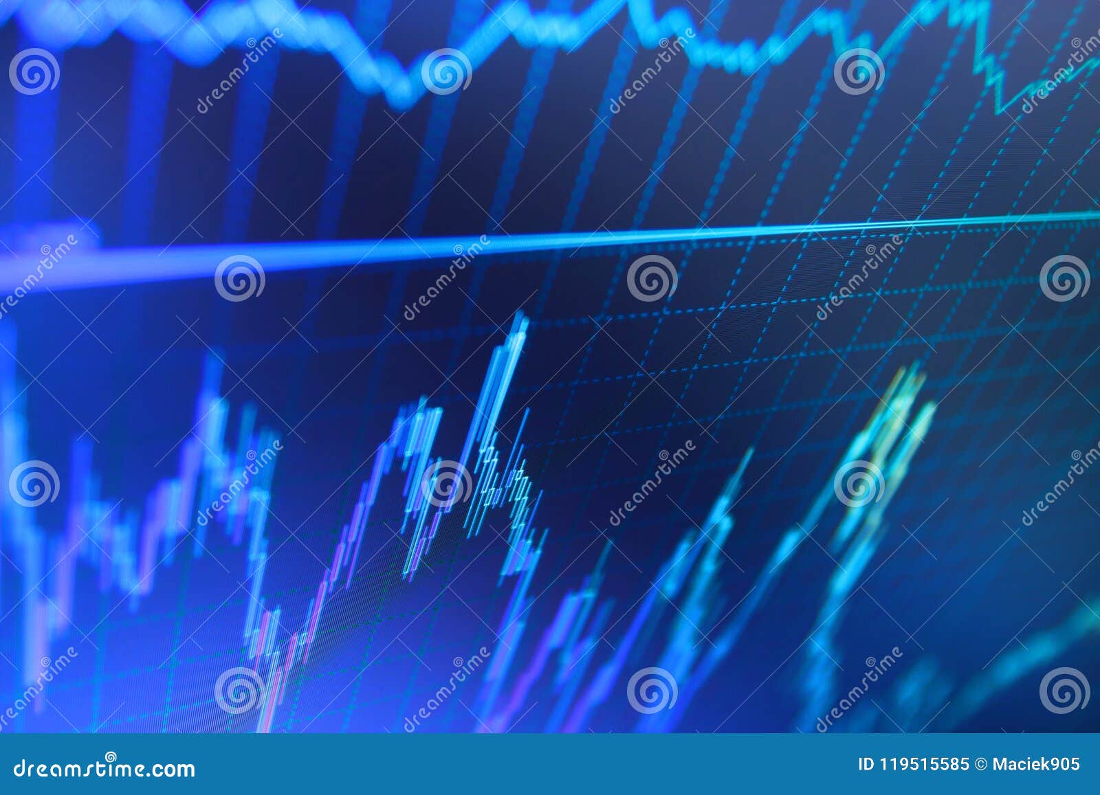 Close Up of Graph with Up Trend and Down Trend. Finance Background Data ...