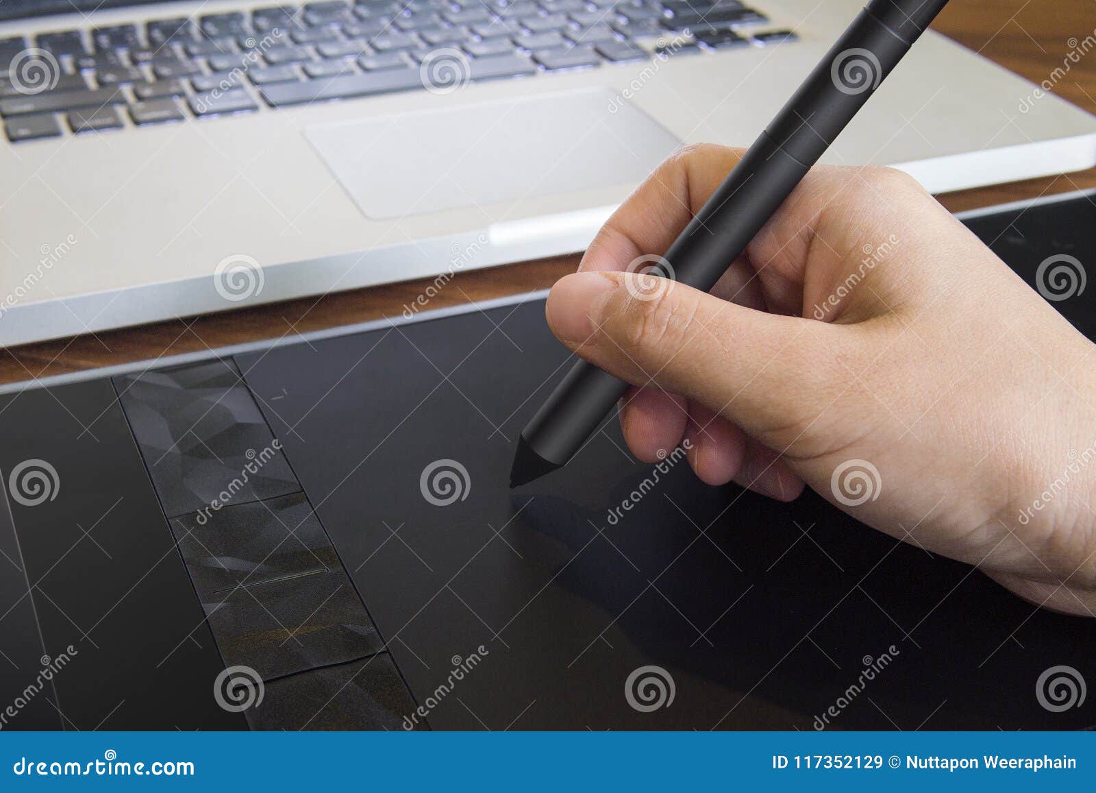 Close Up of Graphic Designer Hand Using a Pen on Tablet with Not Stock ...