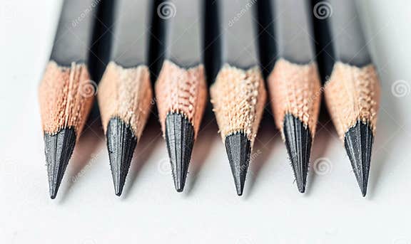 A Close-up of Graphite Pencils Neatly Arranged on a Pristine White ...