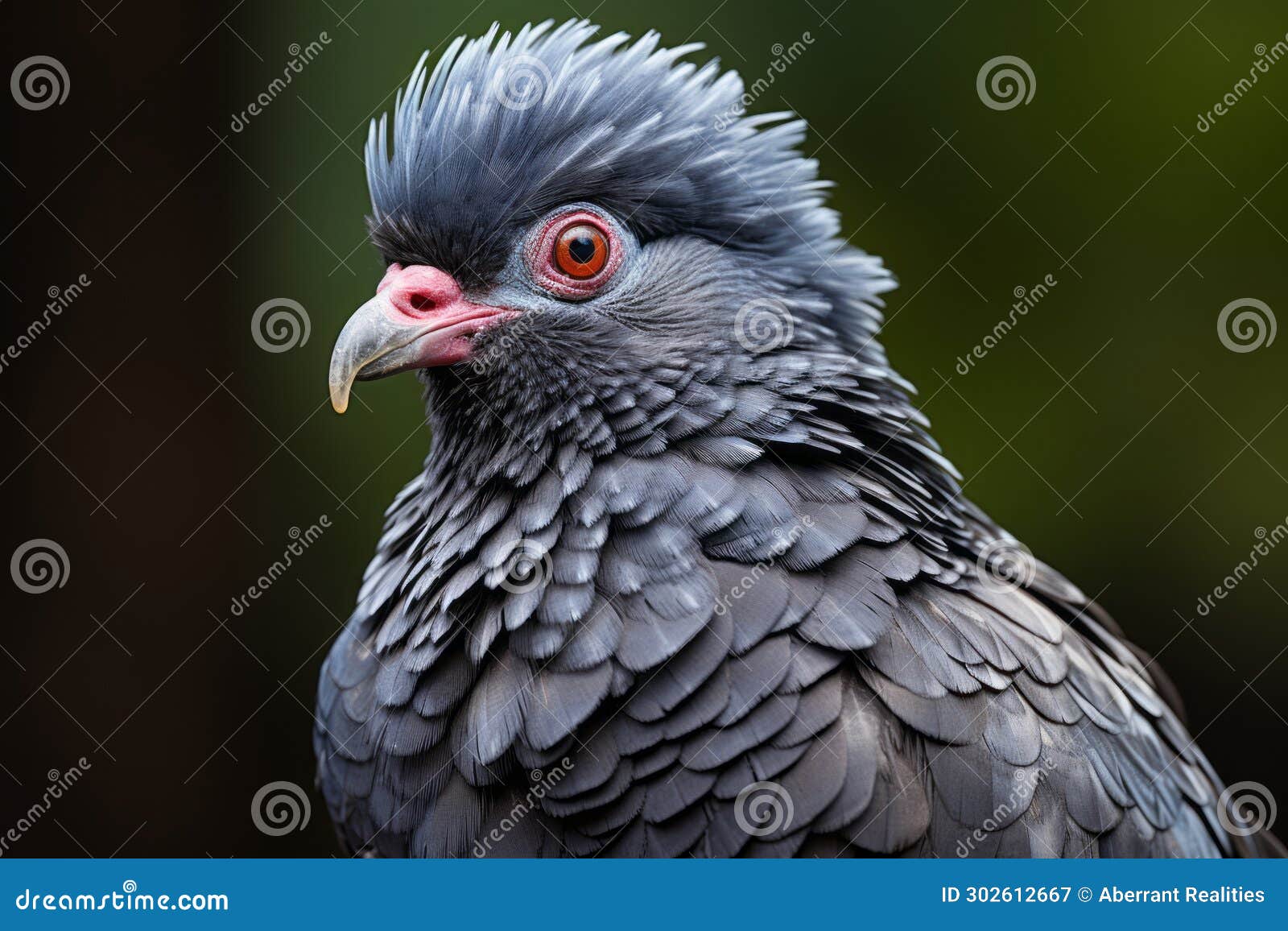 A Close Up of a Gray Bird with Red Eyes Stock Illustration ...
