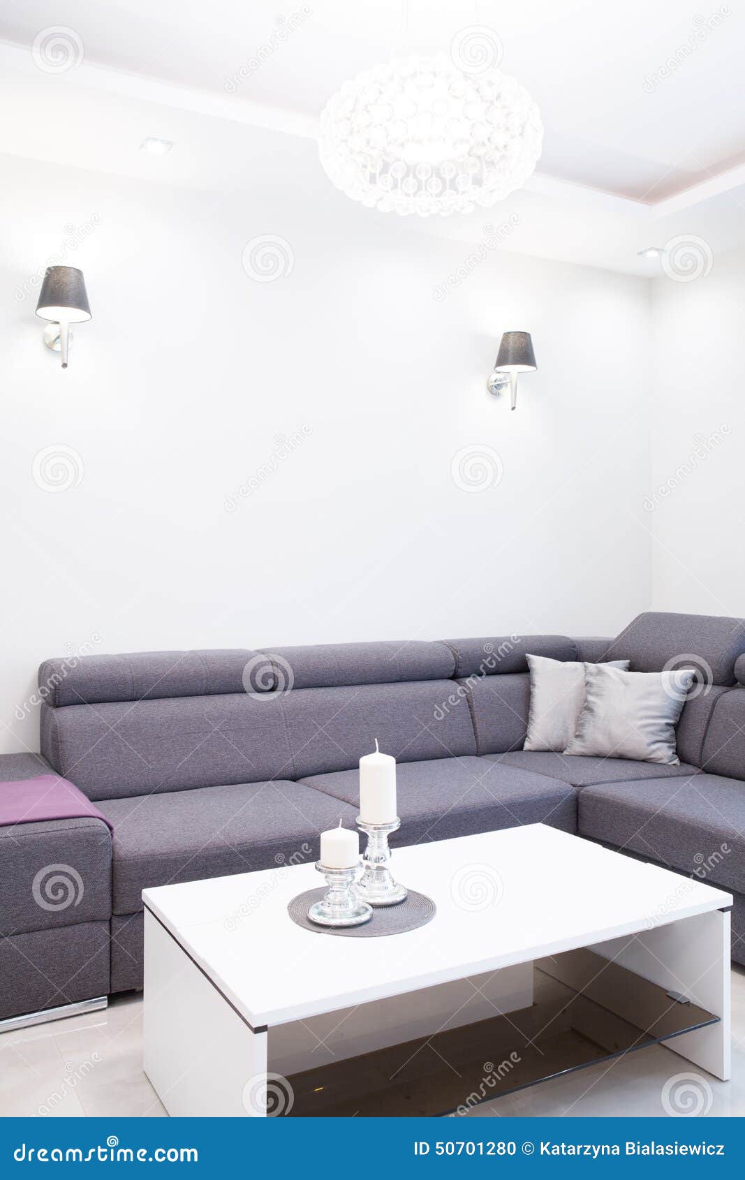 Close-up of Gray Corner Sofa Stock Photo - Image of cristal, chandelier ...