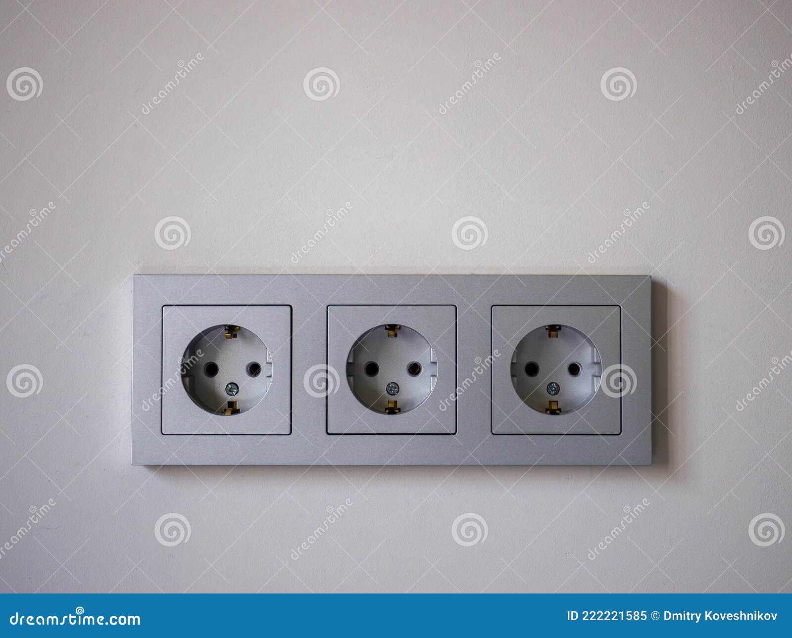 Close-up of a Gray Three Module Electrical Socket. Stock Image - Image ...