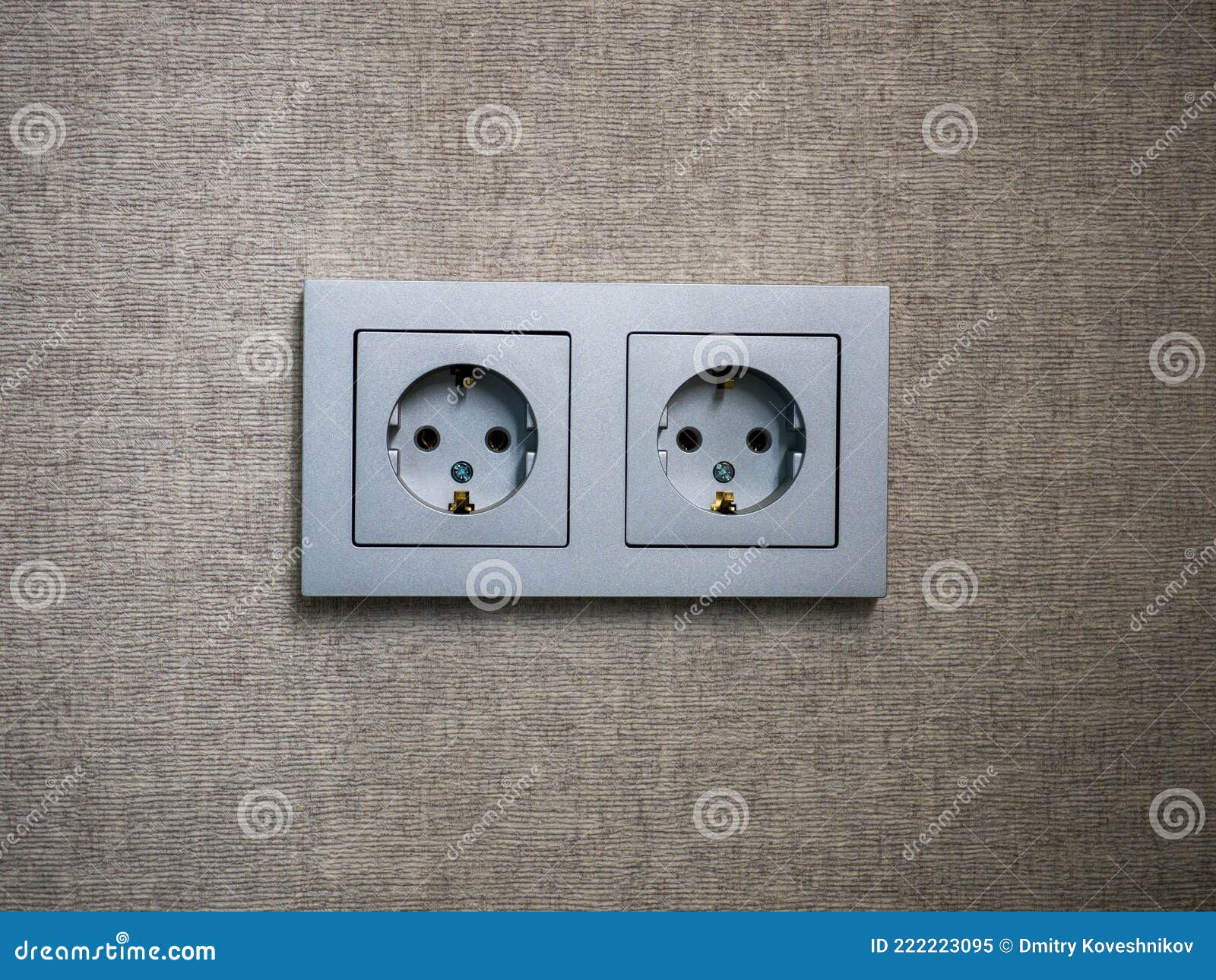 Close-up of a Gray Two Module Socket. Double Electrical Socket. Stock ...