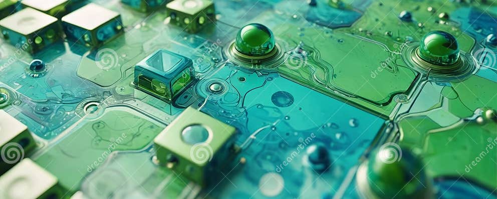 Close Up Green and Blue Computer Processor Stock Illustration ...