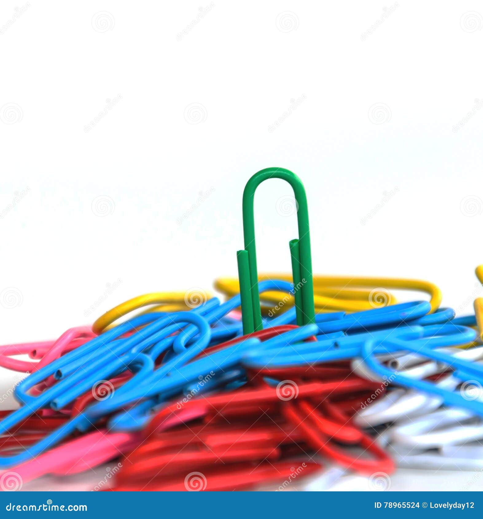 Close-up Green Clip on Top Colored Paper Clips Concept Stock Photo ...