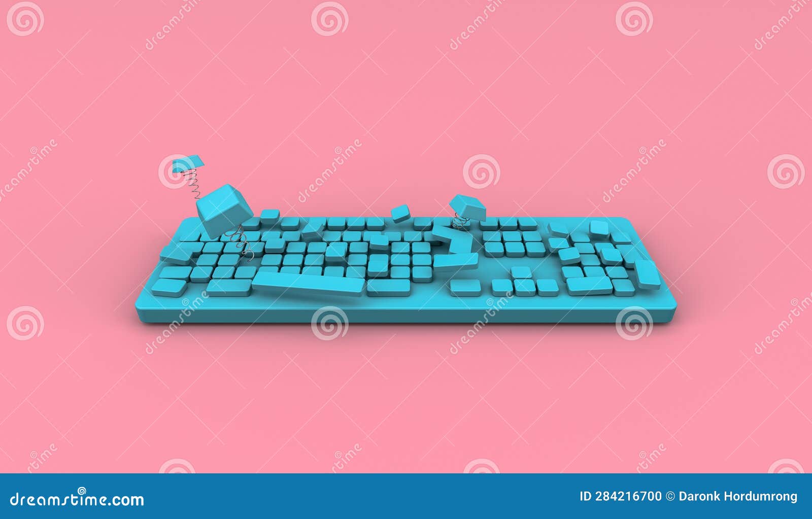 Close Up Green Computer Keyboard Damage and Explosion Stock ...