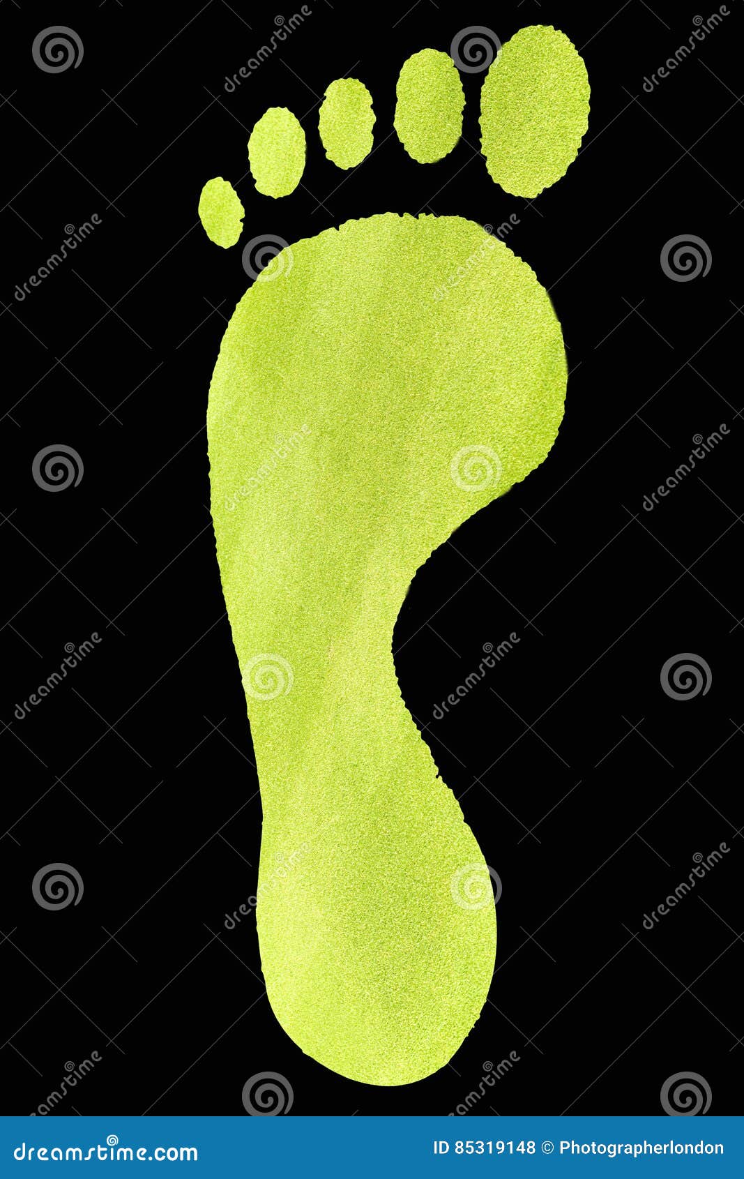 Close-up of Green Footprint Over Black Background Stock Photo - Image ...