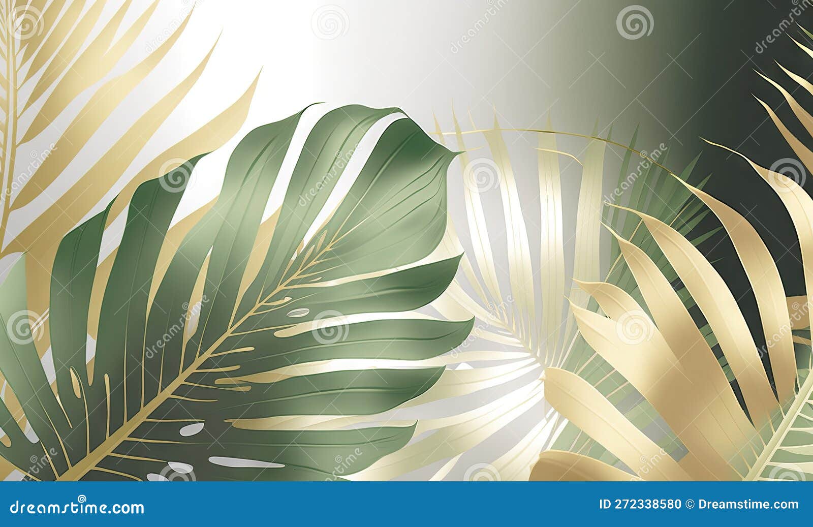 A Close Up of a Green and Gold Leaf Wallpaper Stock Illustration ...