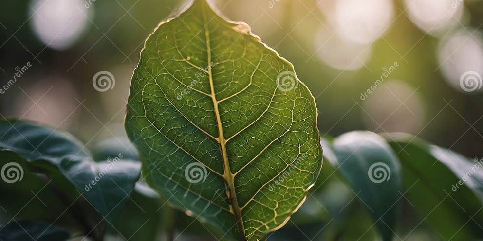 A Close Up of a Green Leaf with a Brown Tip. Stock Illustration ...