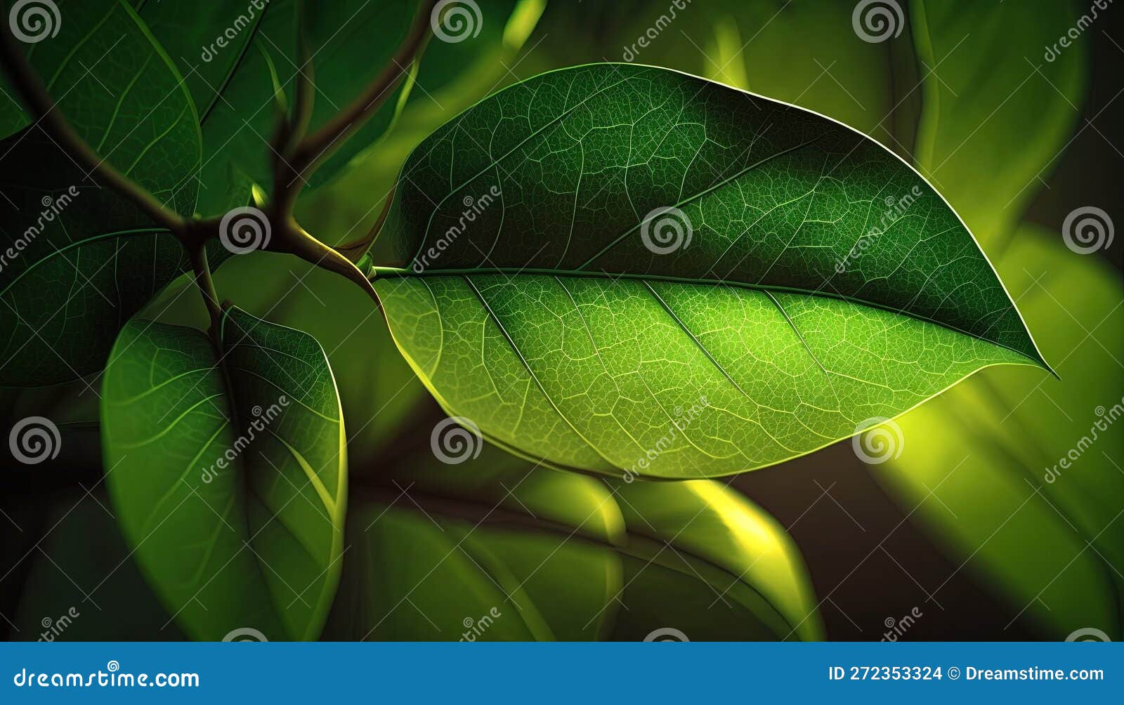 A Close Up of a Green Leaf on a Tree Branch Stock Illustration ...
