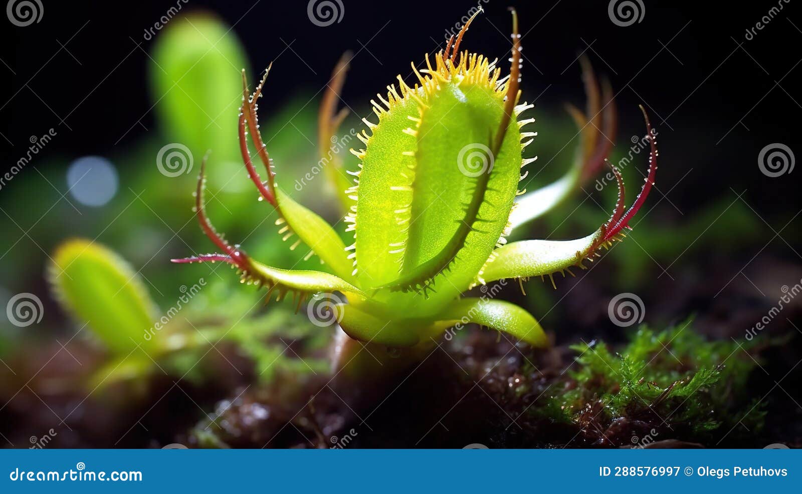 A Close Up of a Green Plant with Red Tips on it Stock Illustration ...
