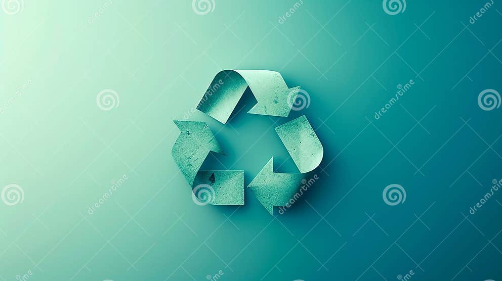 A Close Up Of A Green Recycle Logo On A Blue Background Stock Illustration Illustration Of