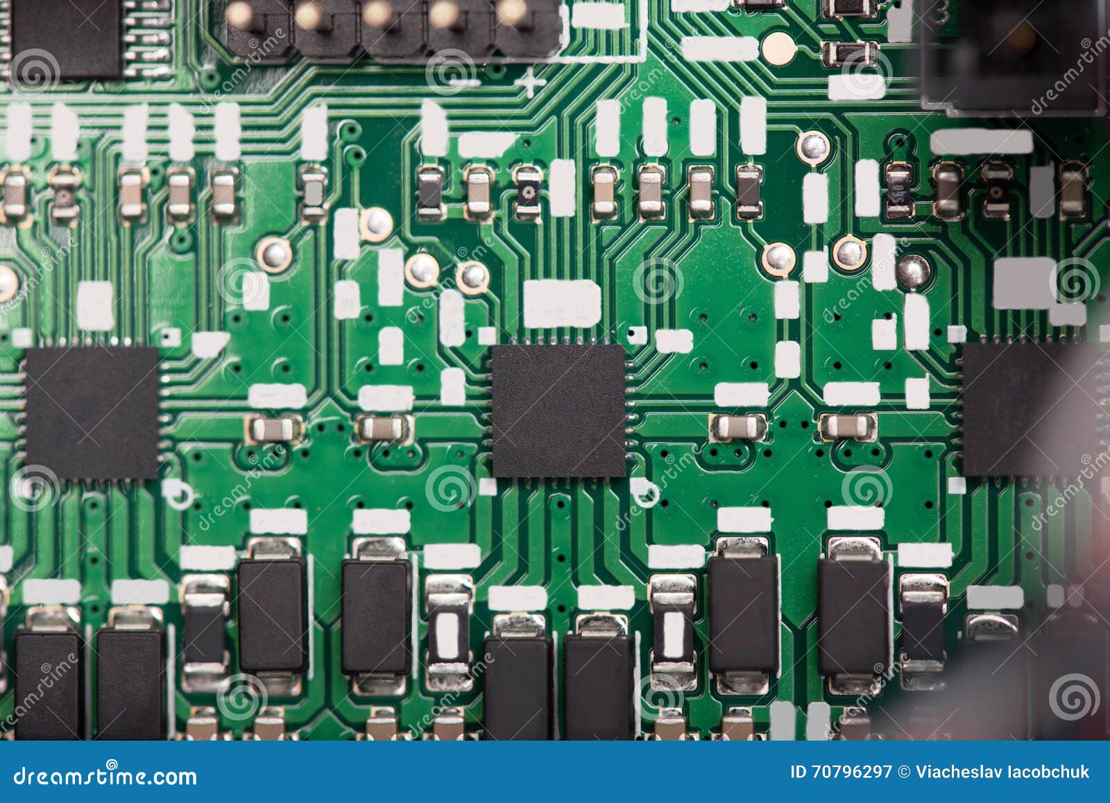 Close Up of Green System Board with Microchips Stock Image - Image of ...