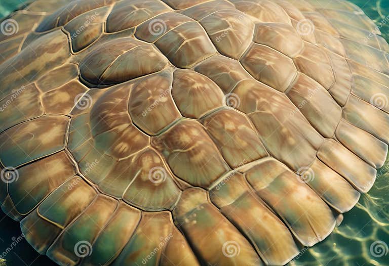 Close-up of a Green Turtle Shell with Intricate Patterns and Textures ...