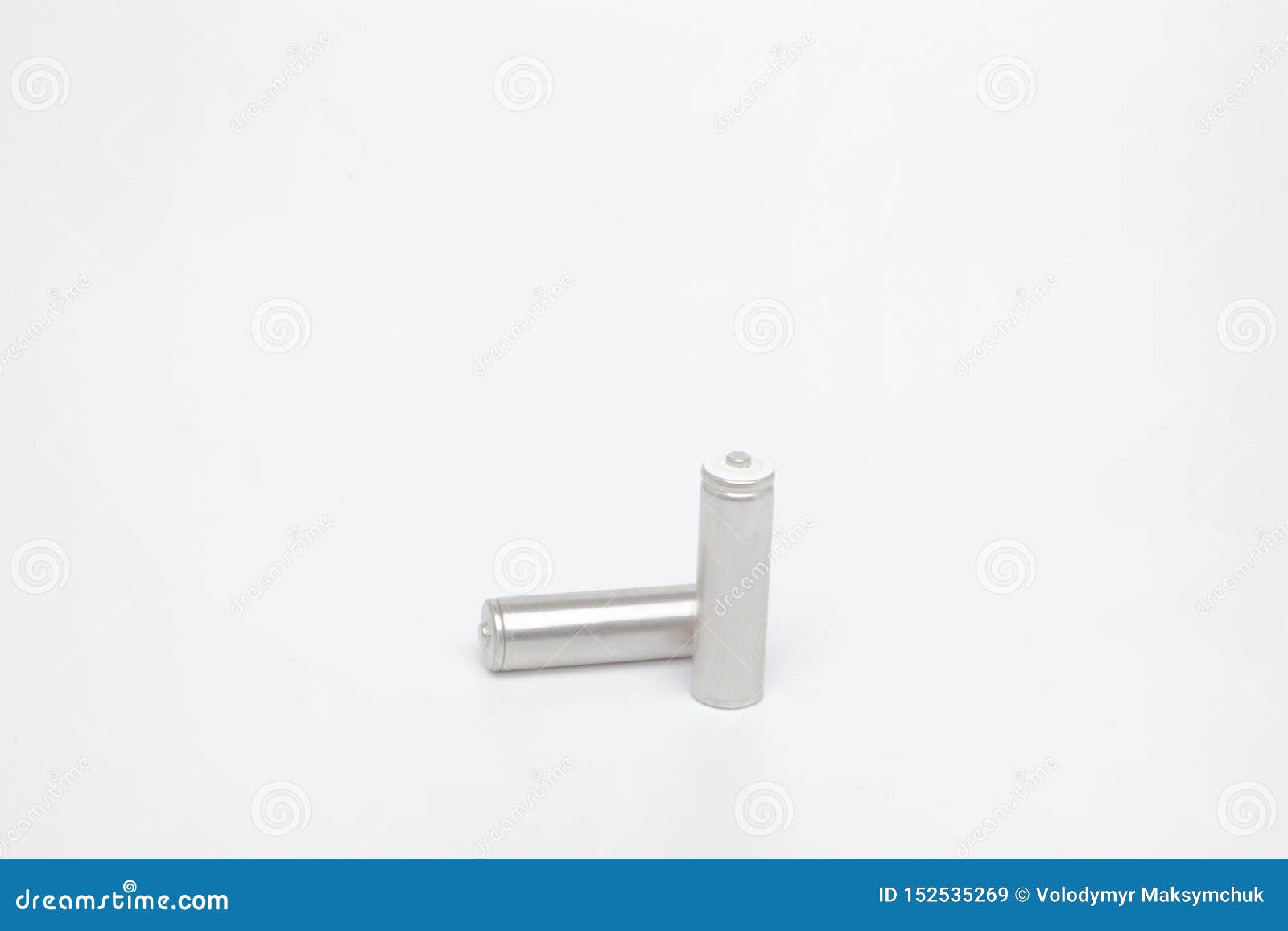 Close Up Grey AA Batteries Over White Background with Clipping Path ...