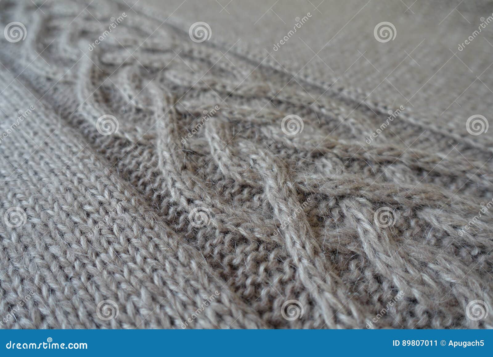 Close-up of Grey Handmade Knit Fabric with Plait Pattern Stock Image ...