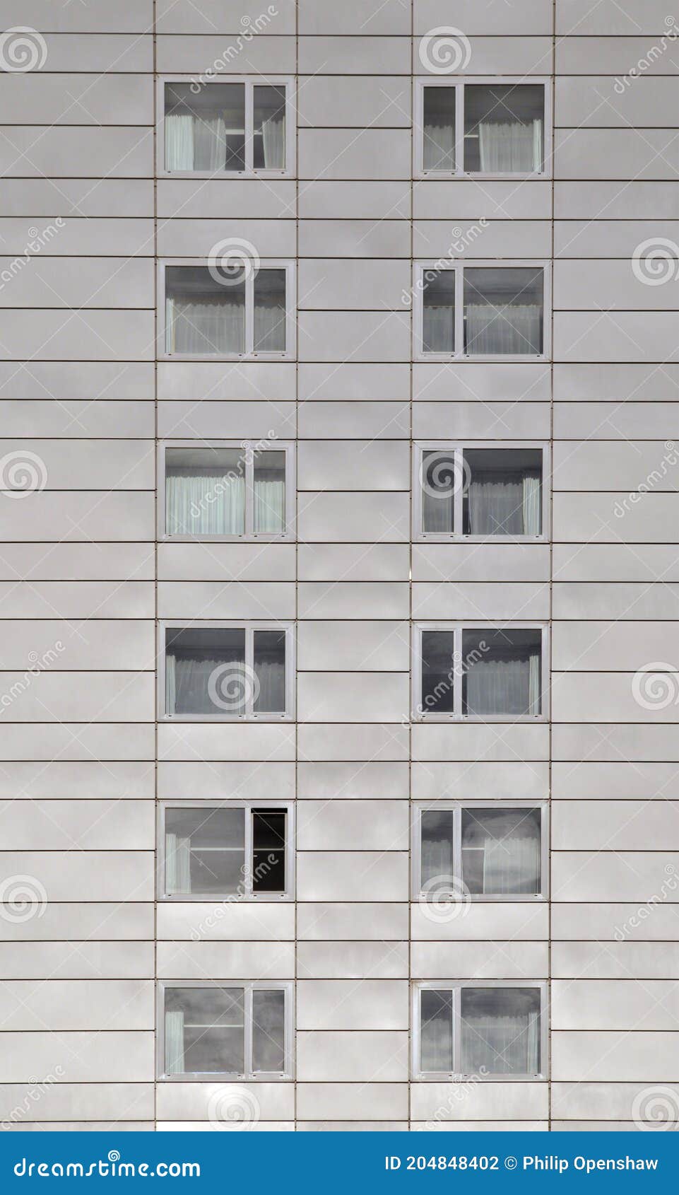 Close Up of a Grey Modern Concrete Highrise Building with Geometrical ...