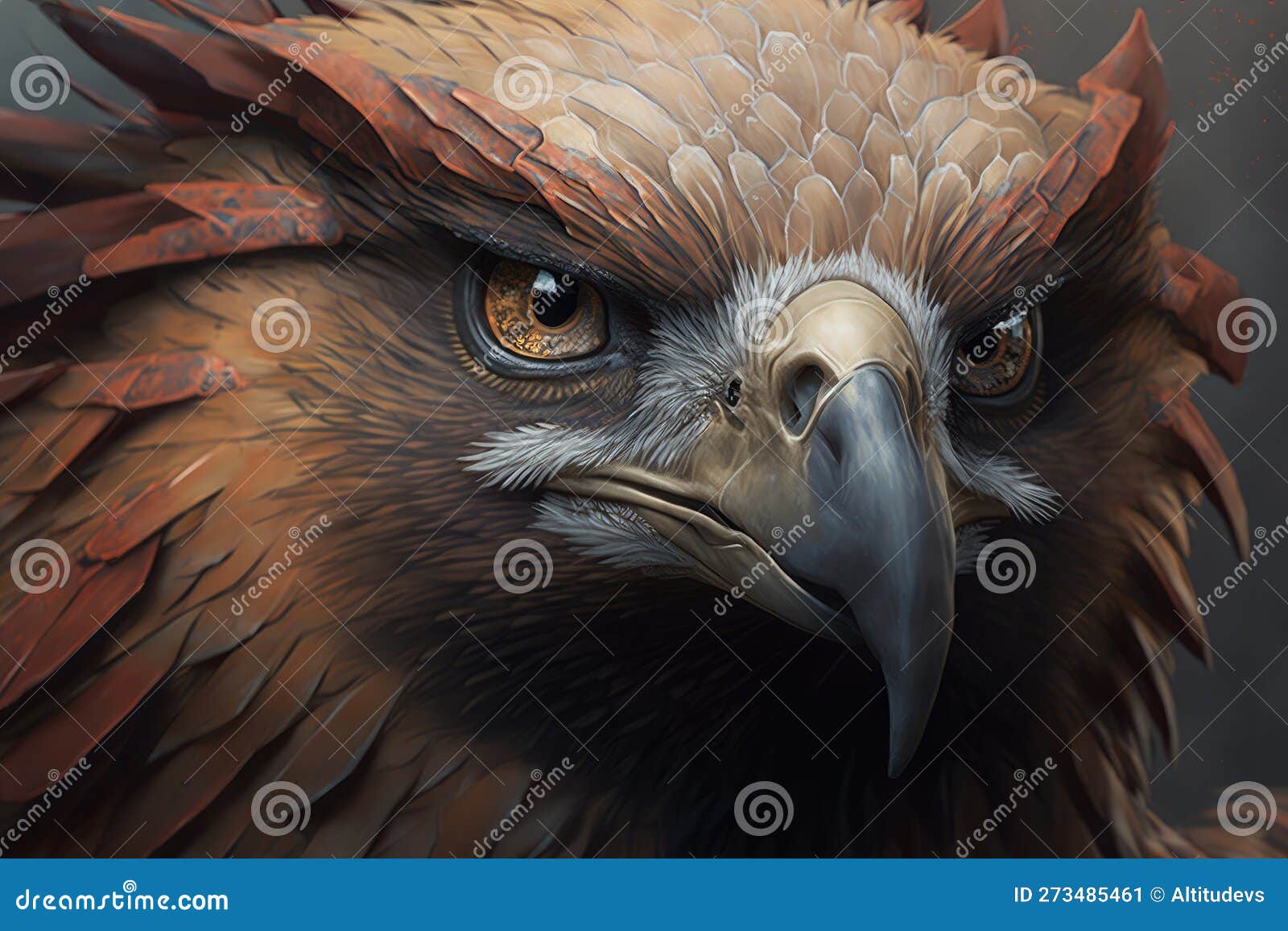 Close-up of Griffin S Face, with Its Fierce Eyes and Sharp Beak in Full ...