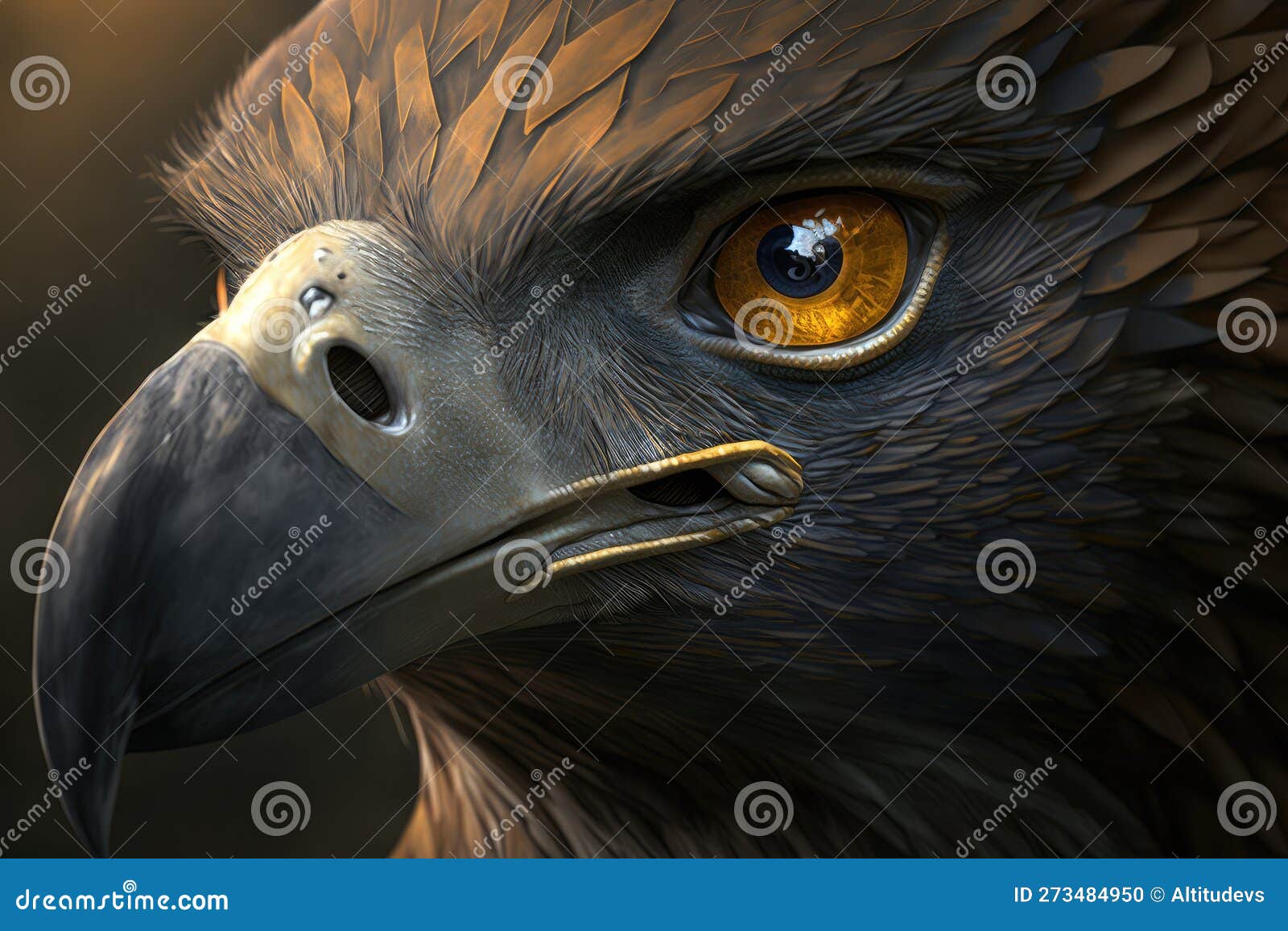 Close-up of Griffin S Majestic Face, with Piercing Eyes and Sharp Beak ...