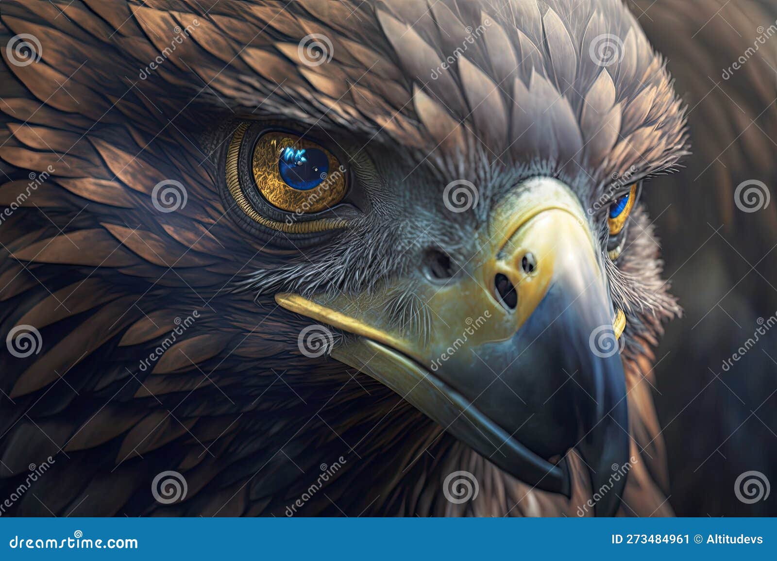 Close-up of Griffin S Majestic Face, with Piercing Eyes and Sharp Beak ...