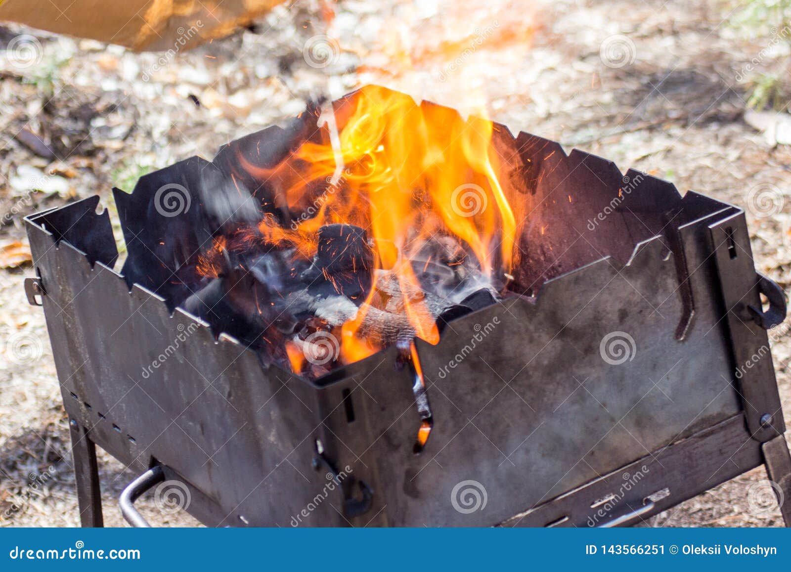 Close Up of Grill on Fire.the Spot for Barbecue Grill.Kebabs on the ...