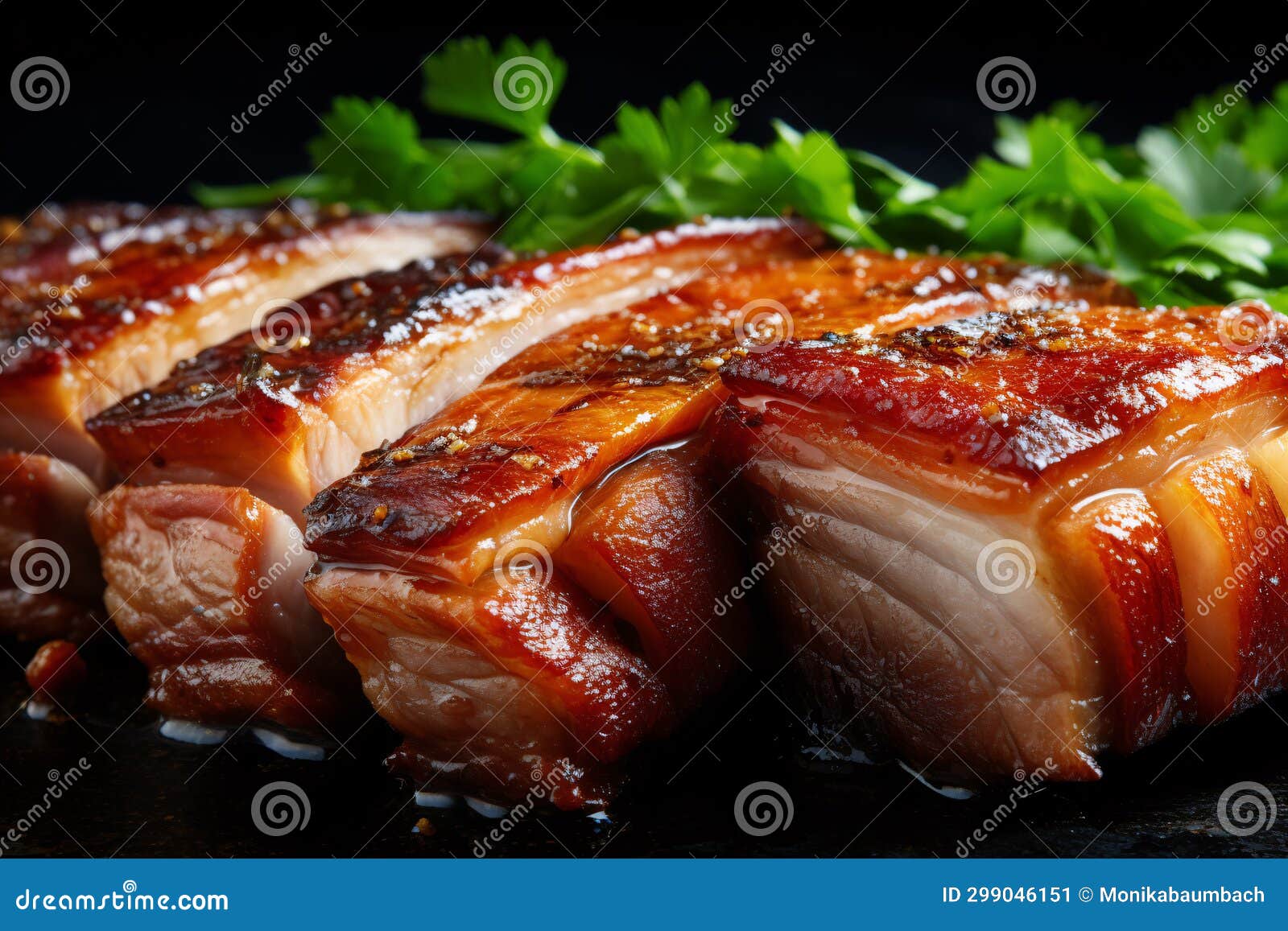 Close Up of Grilled Pork Belly Meat Stock Illustration - Illustration ...