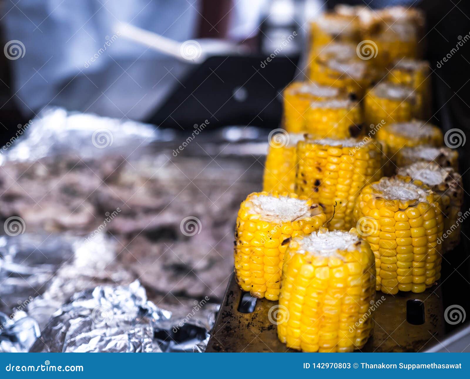 Close Up of Grilled Sweet Corn on the Bbq Grill Stock Image - Image of ...