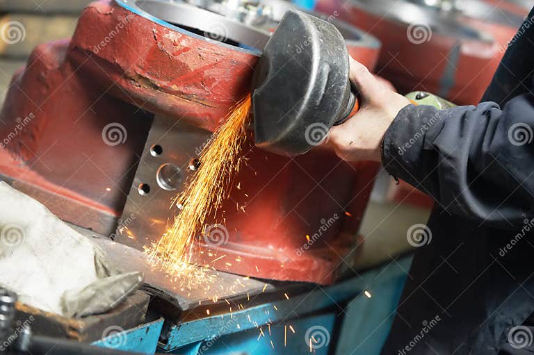 Close-up Grinding Process with Power Tool Stock Photo - Image of ...