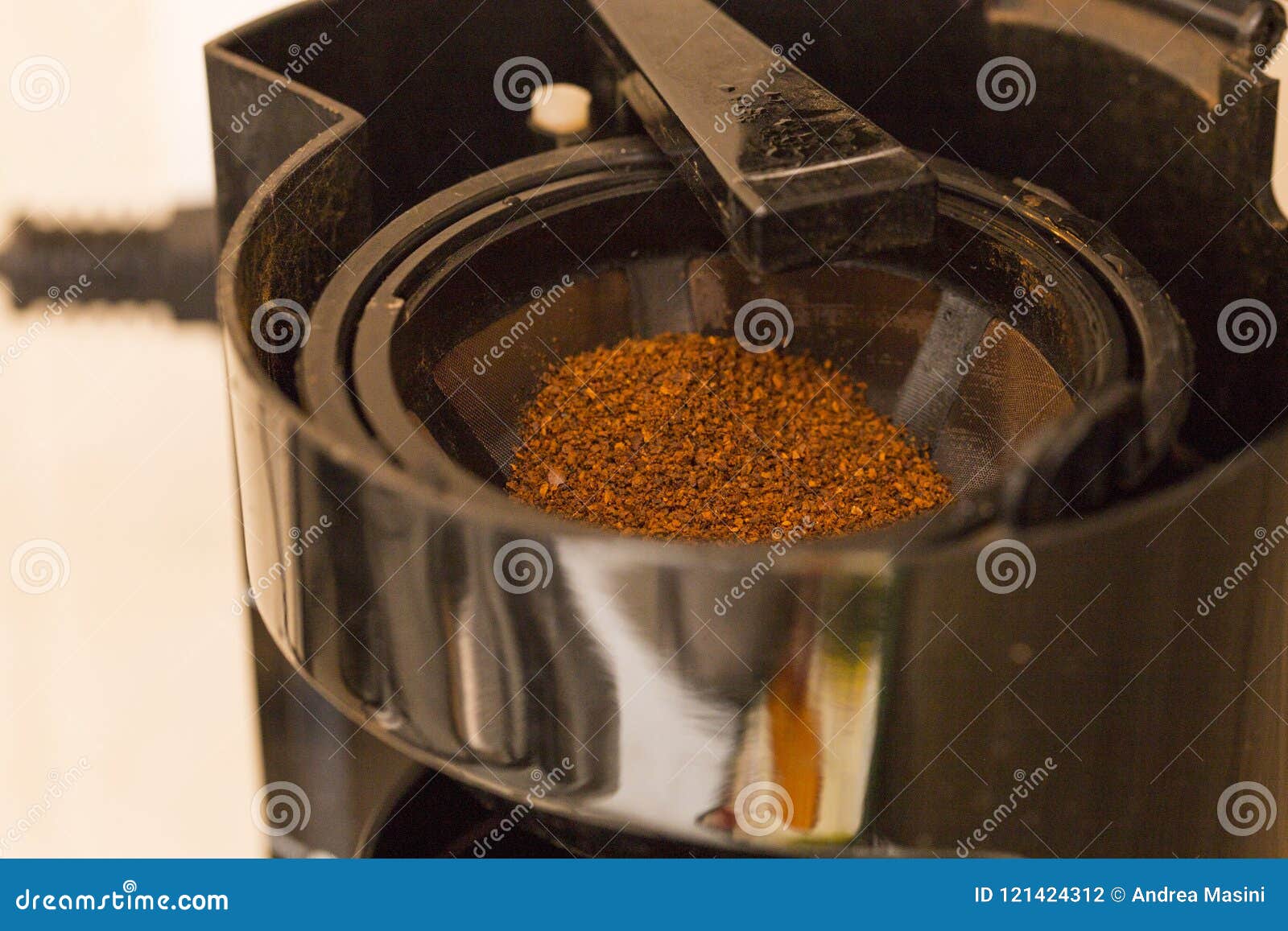 Close-up of Ground Coffee Inside Filter Stock Photo - Image of beverage ...