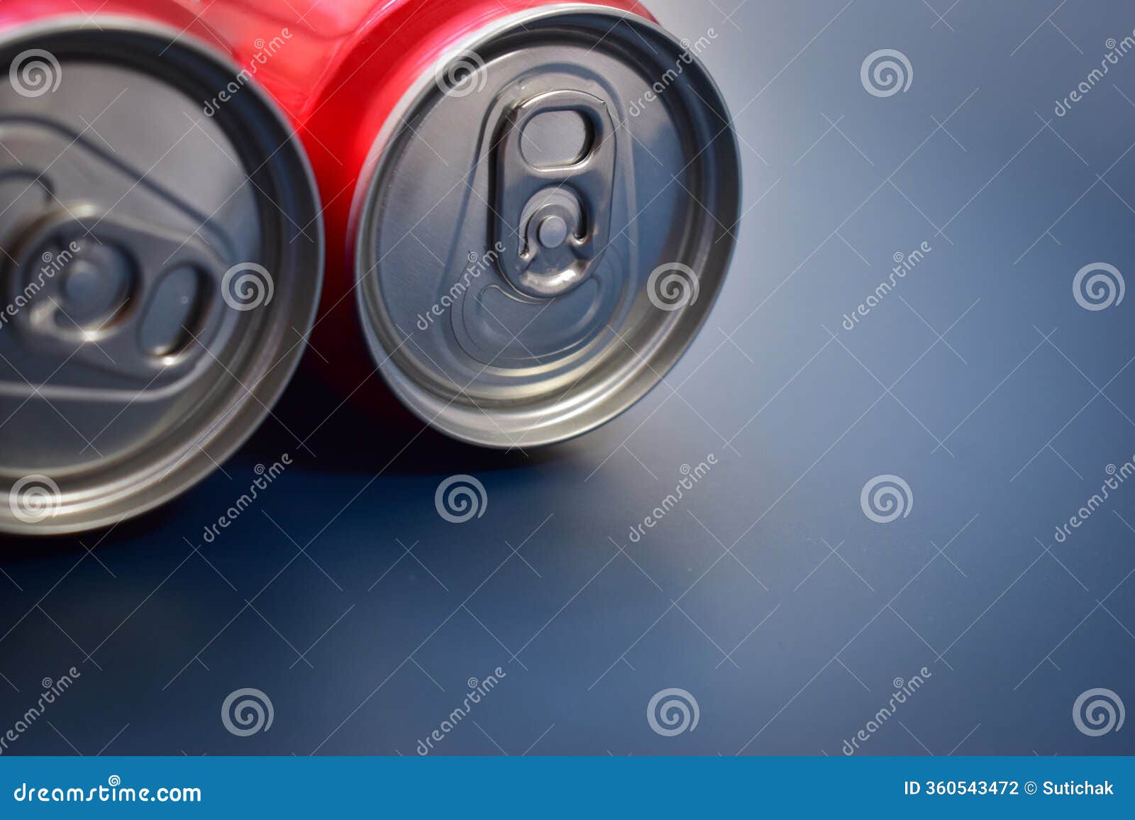 Group of Aluminium Red Cans Soft Drink Put on Blue Texture Background ...