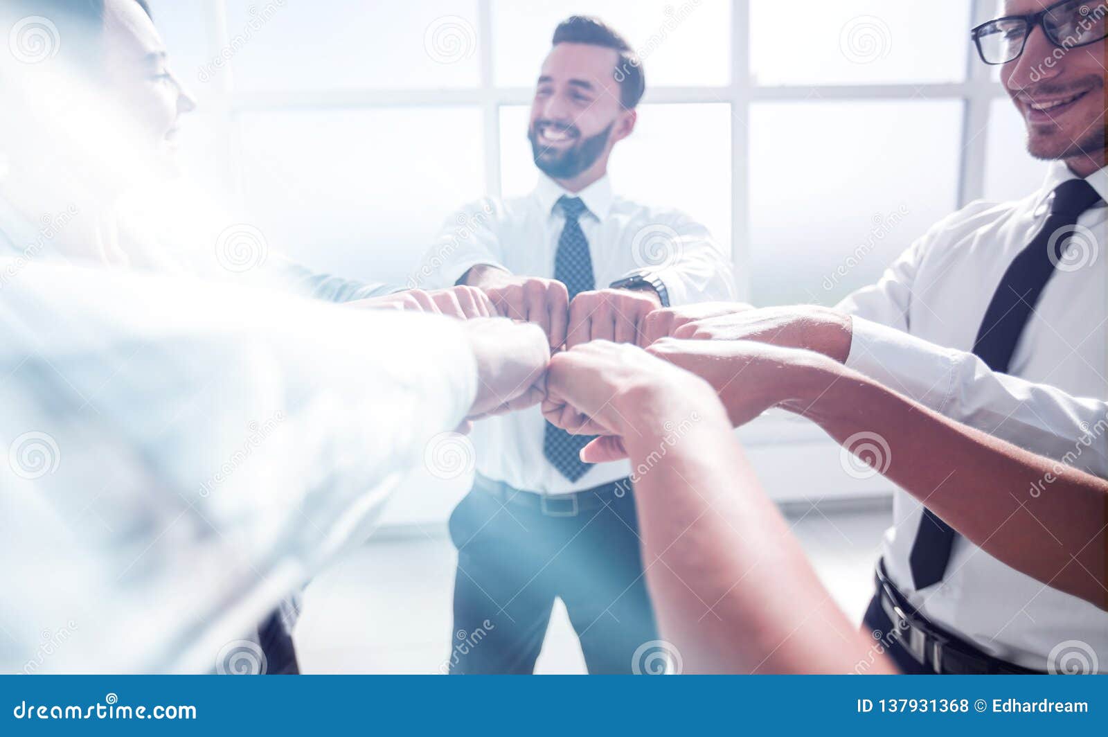 Close Up.a Group of Business People Showing Their Unity Stock Photo ...