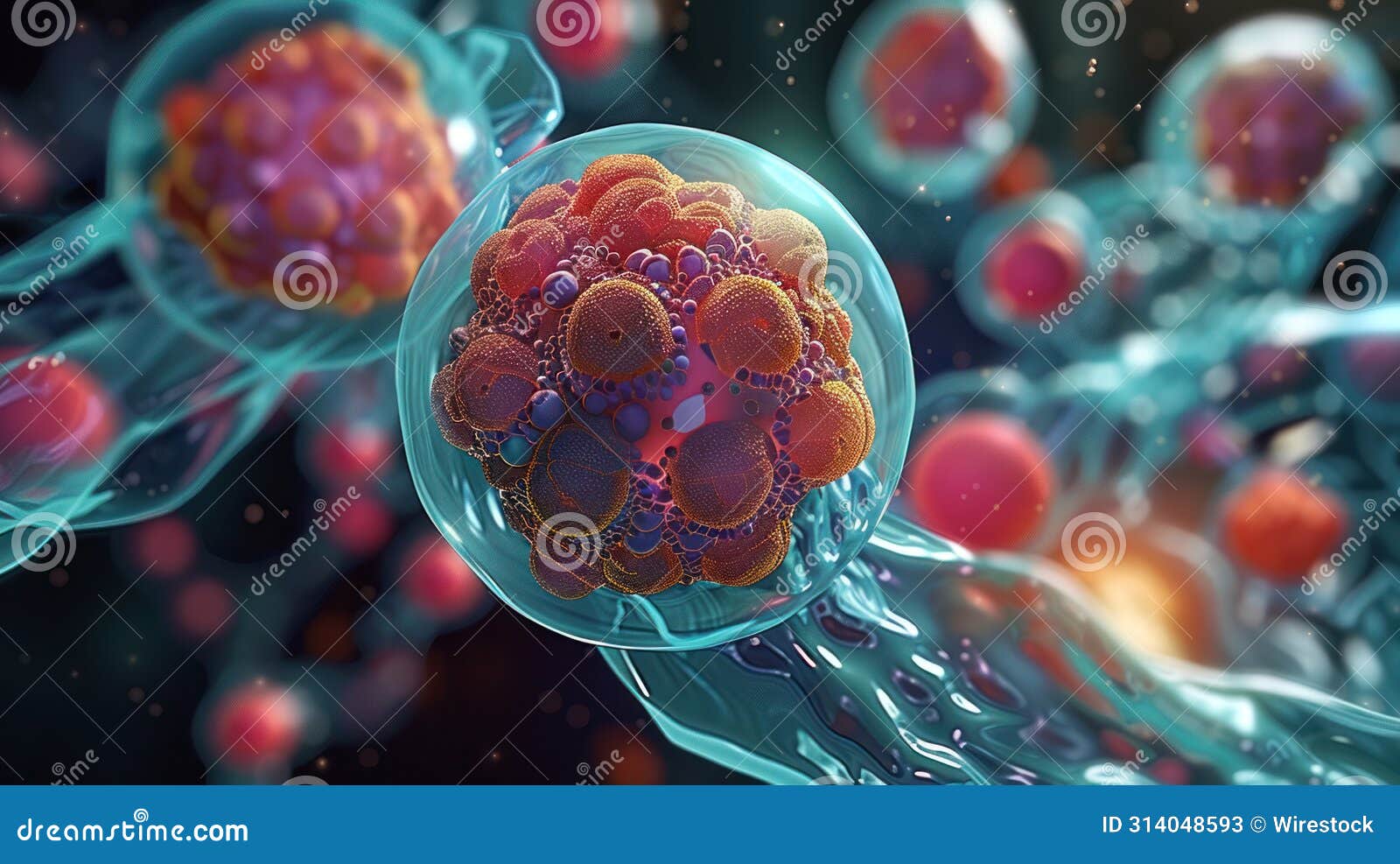 Close Up of a Group of Cells Inside of a Cell Stock Illustration ...