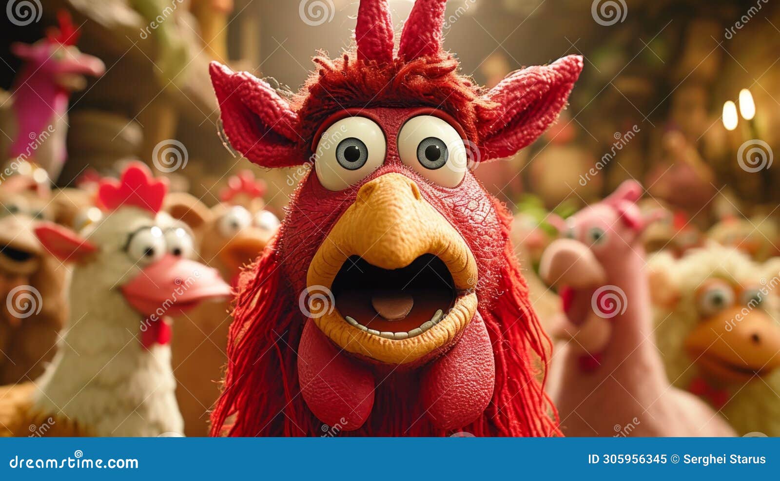 A Close Up of a Group of Chickens with Their Mouths Open, AI Stock ...