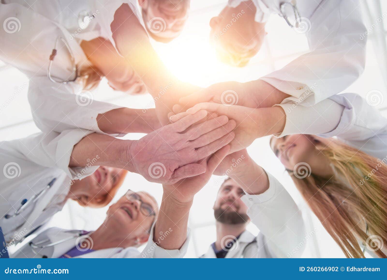 Close Up. Group of Different Doctors Putting Their Hands Together Stock ...