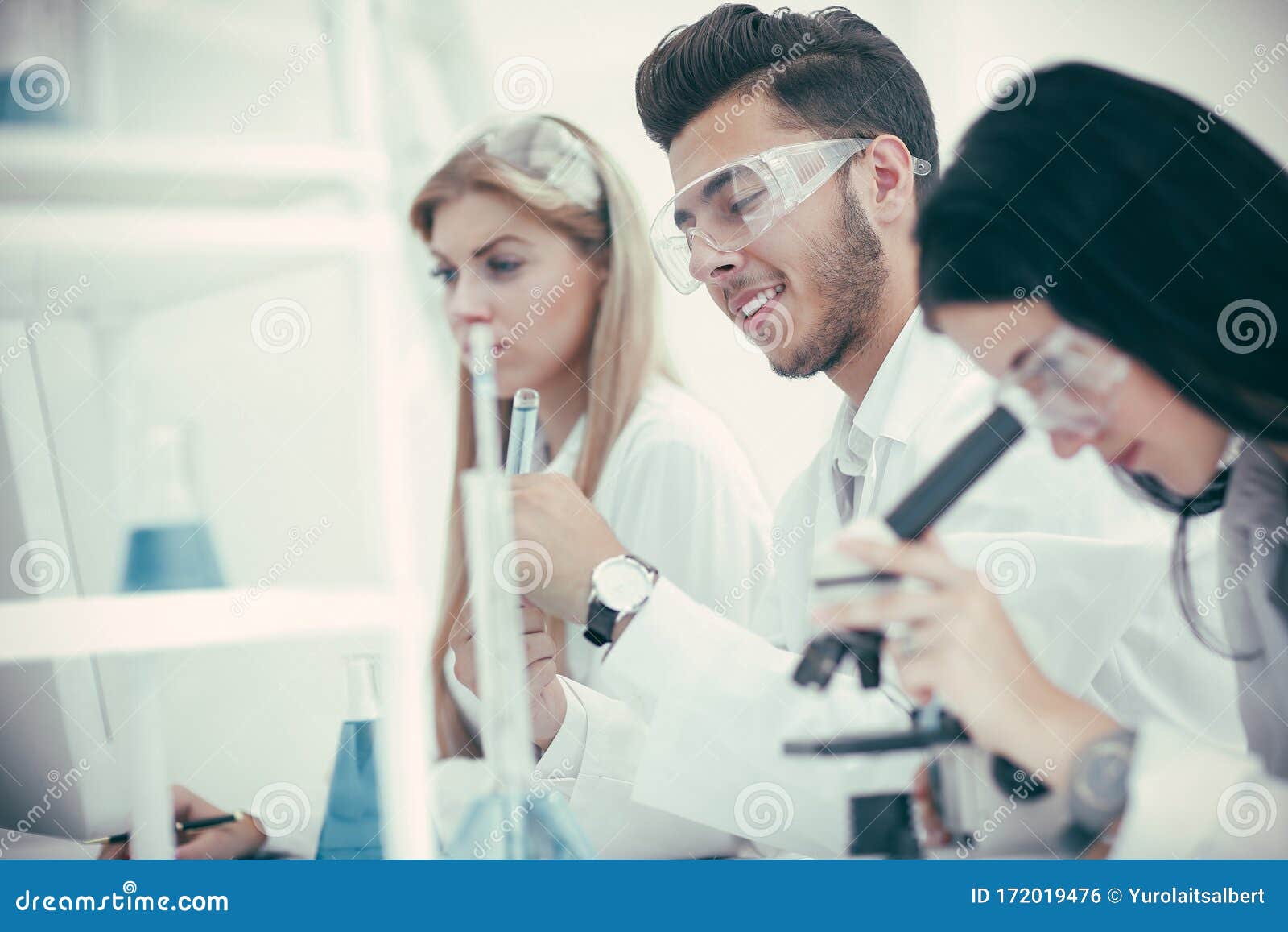 Close Up. Group of Doctors Analyzing Data on the Coronavirus Stock ...