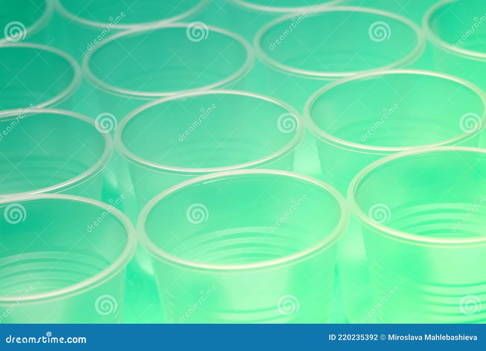 Close Up of a Group of Empty Translucent Plastic Cups, Ordered on a ...