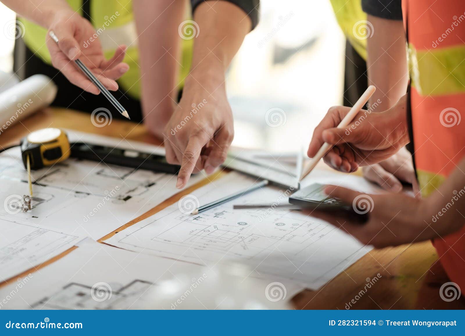 Close Up Group Engineers Discussion and Planning about Project ...