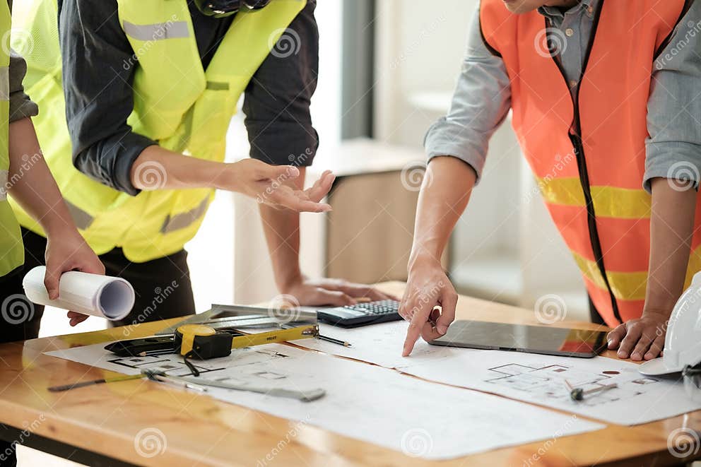 Close Up Group Engineers Discussion and Planning about Project ...