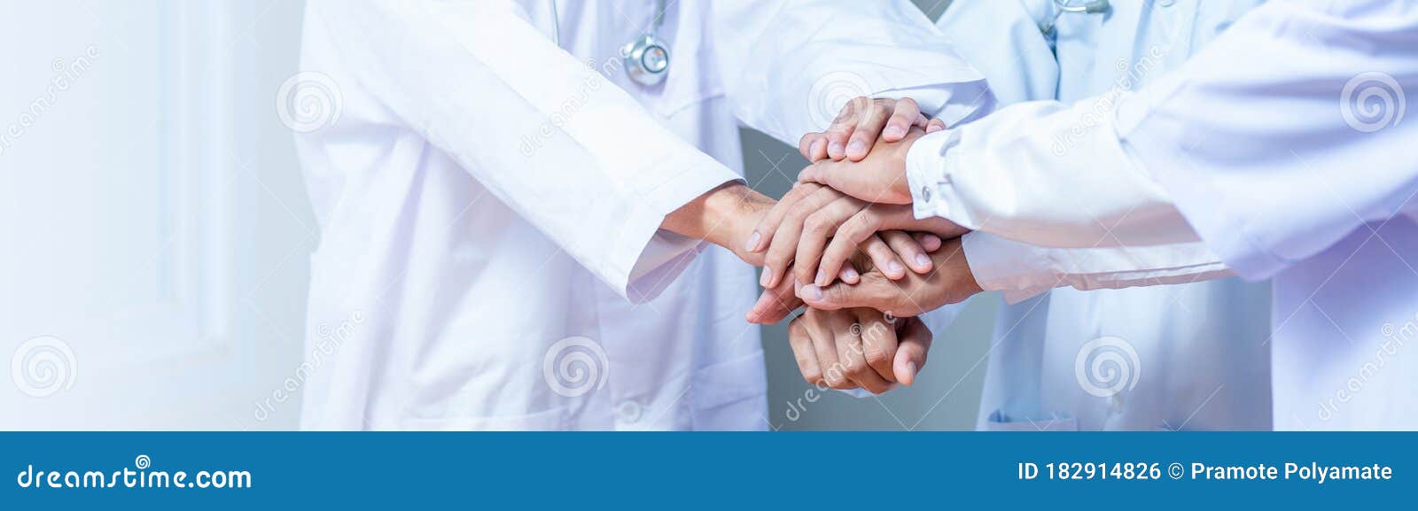 Close Up Group Hands of Doctors and Nurses Coordinate Hands. Teamwork ...