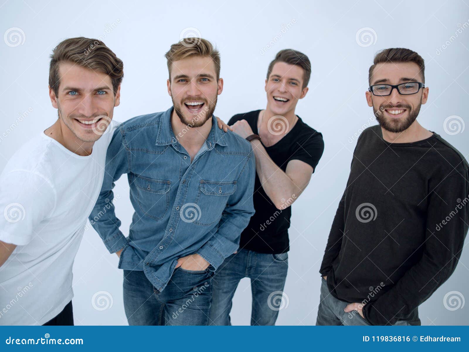 Close Up.a Group of Happy Guys Stock Photo - Image of adult, happiness ...