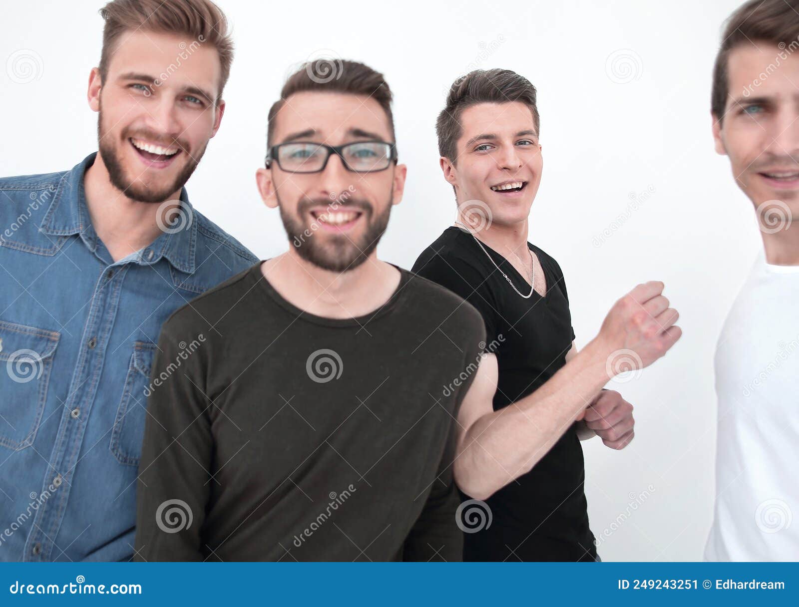 Close Up.a Group of Happy Guys Stock Image - Image of mood, style ...