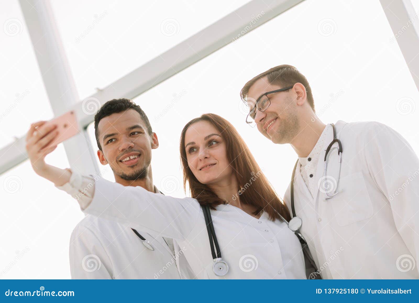 Close Up.group of Medical Doctors Taking Selfies Stock Photo - Image of ...