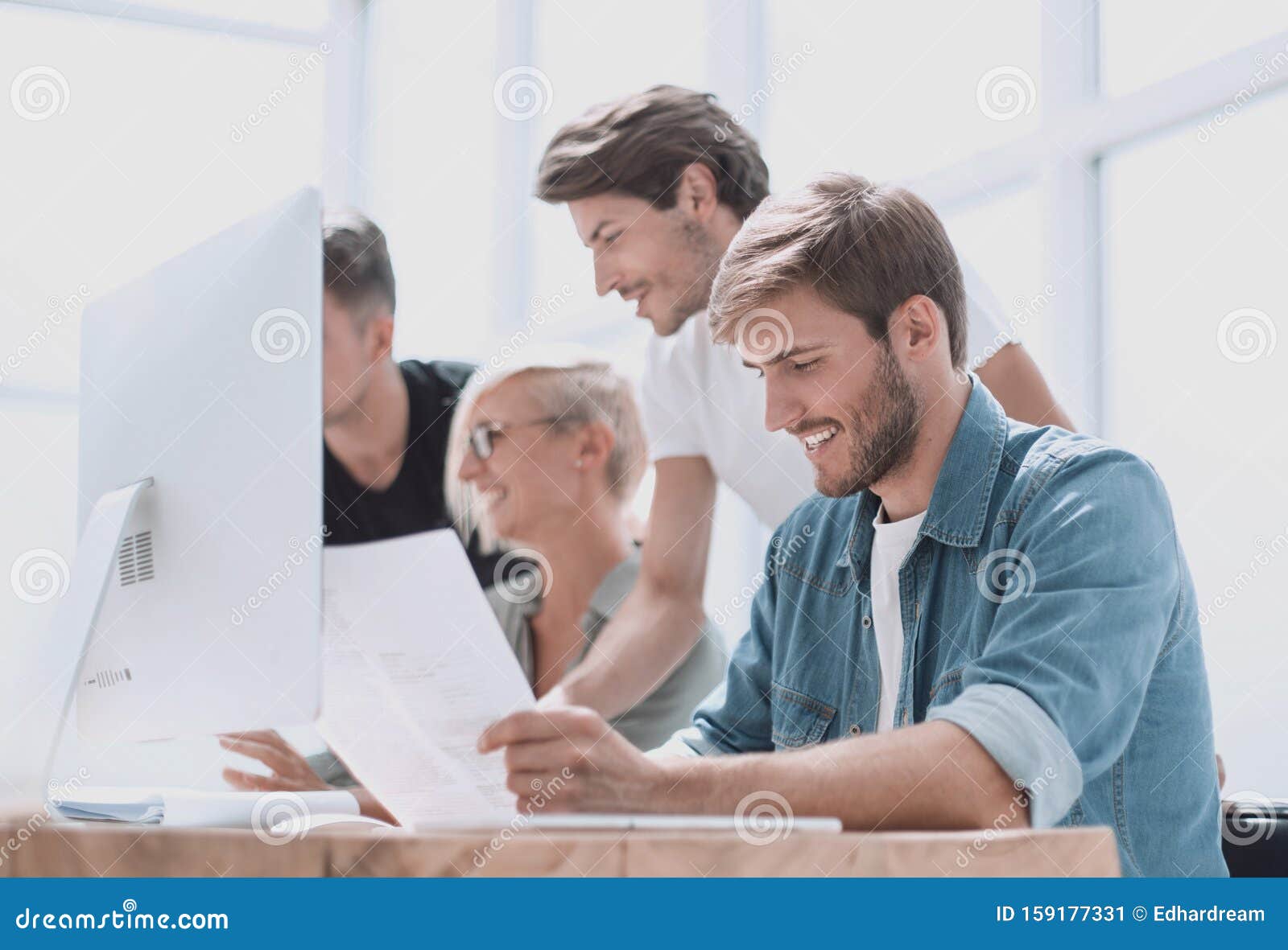 Close Up. a Group of People Working on Computers Stock Image - Image of ...