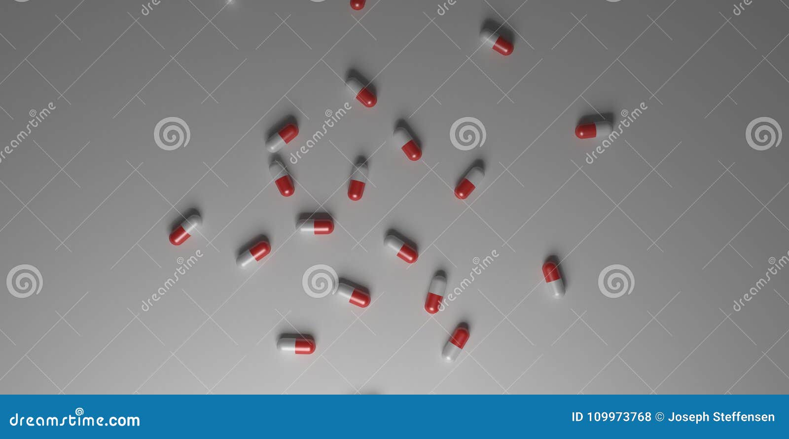 Group of Scattered Pills Under a White Light Stock Illustration ...