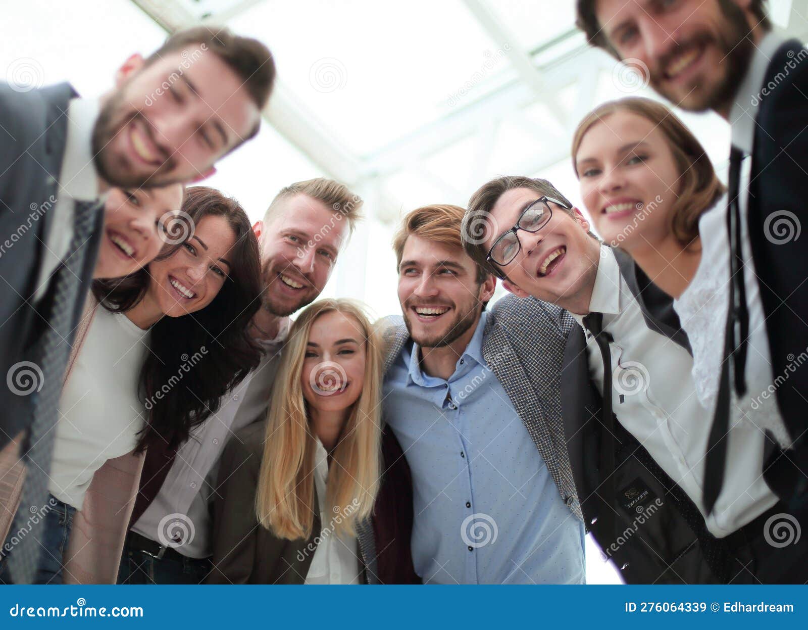 Close Up. Group of Smiling Young People Looking at the Camera Stock ...